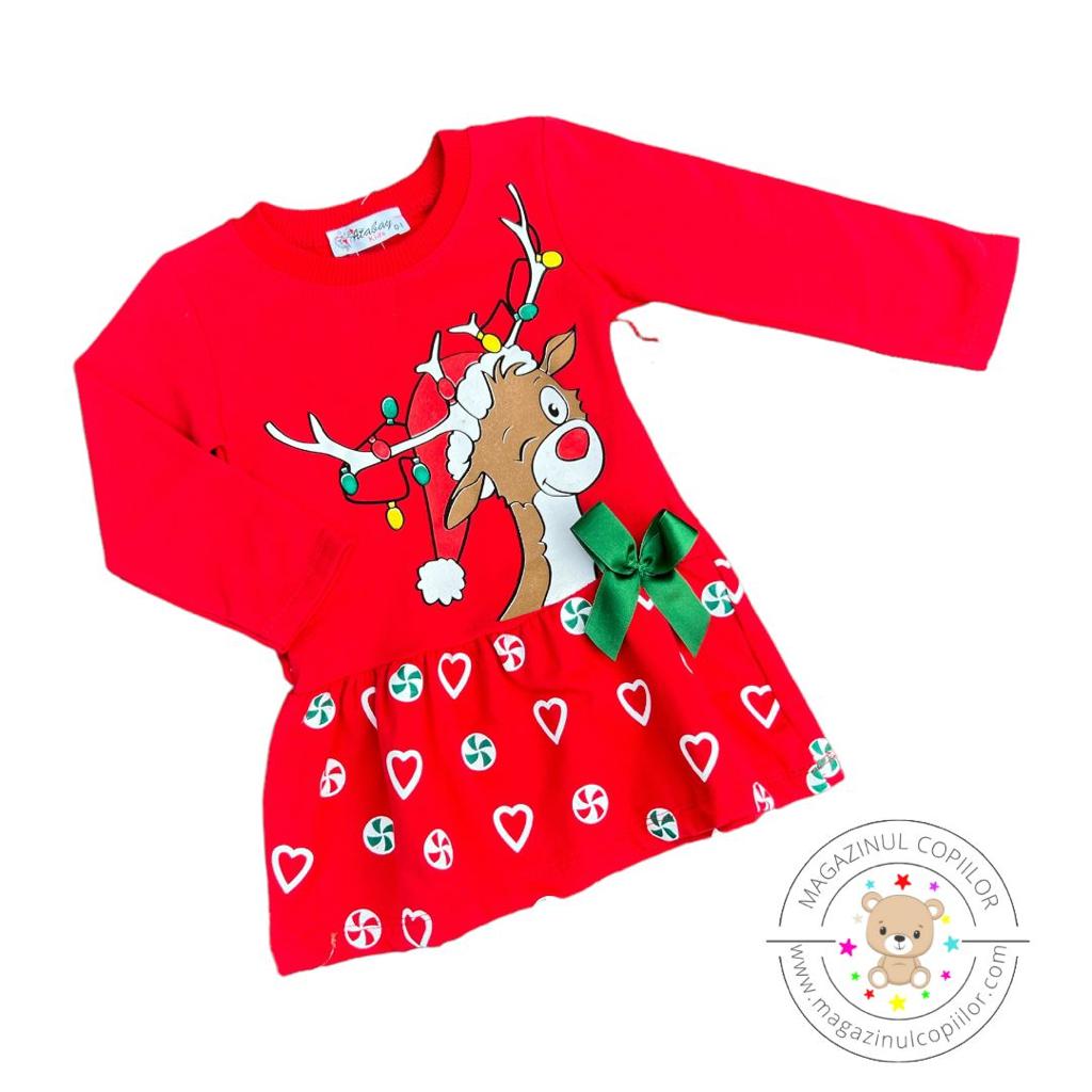 Rochiță de Crăciun cu ren – Magazinul Copiilor