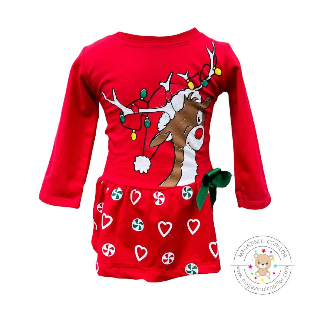 Rochiță de Crăciun cu ren – Magazinul Copiilor