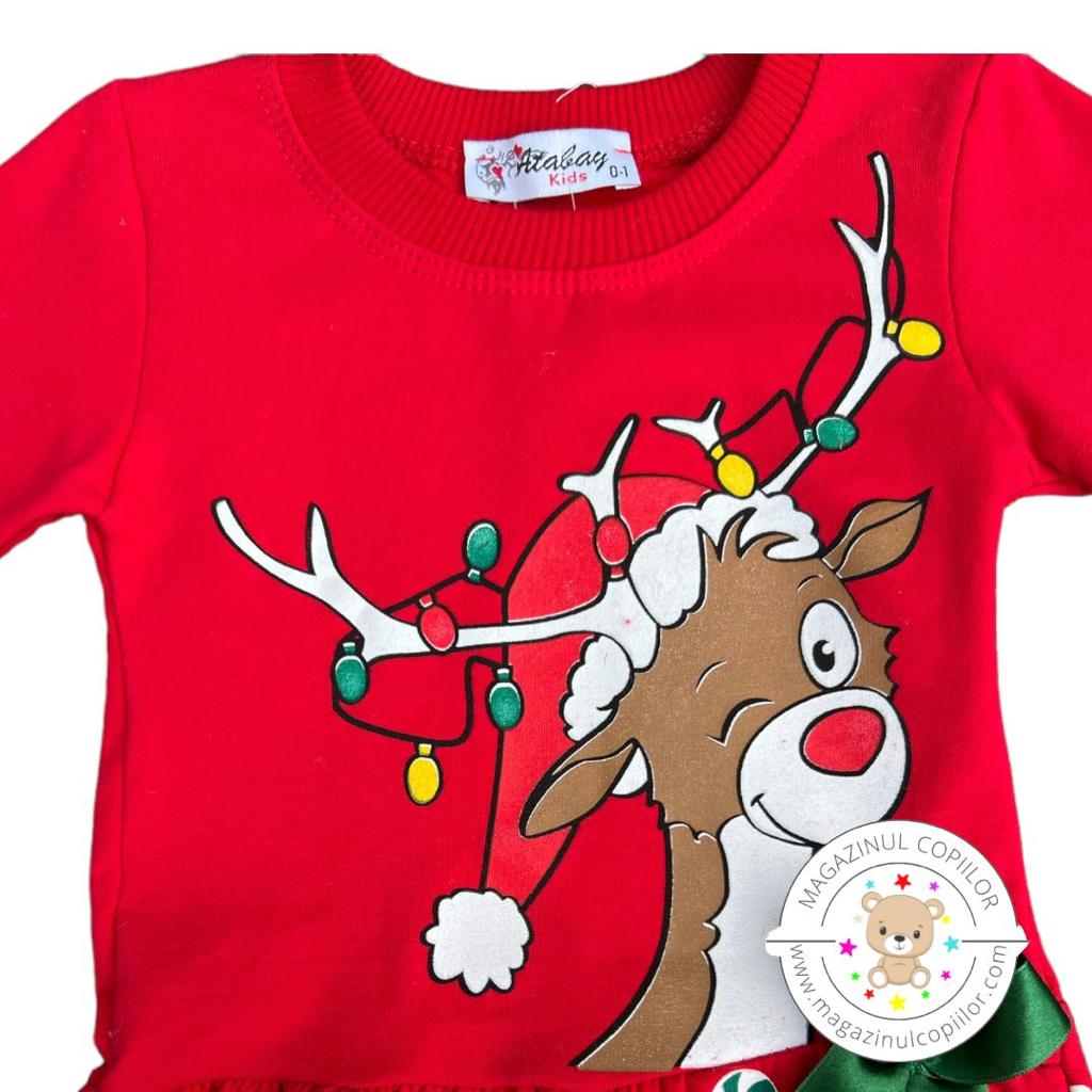 Rochiță de Crăciun cu ren – Magazinul Copiilor