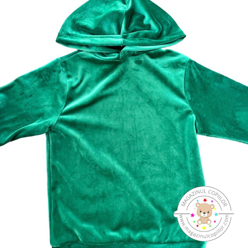 Trening catifea cu glugă verde